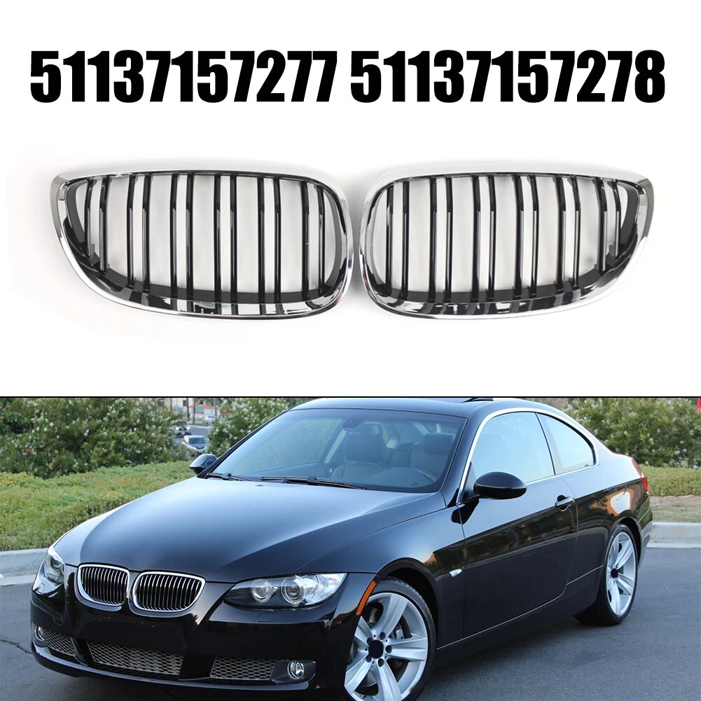 Решетка переднего бампера 32,5*17,5*4,5 см OEM 51137157277 Размер 32,5*17,5*4,5 см Простой процесс установки В комплект входят две решетки