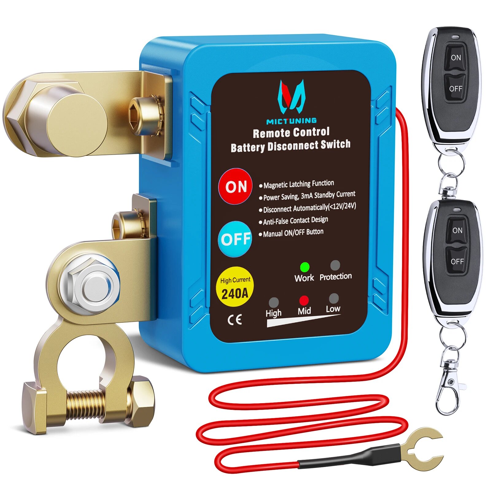 MICTUNING Отключатель аккумулятора 12V 240A с пультом