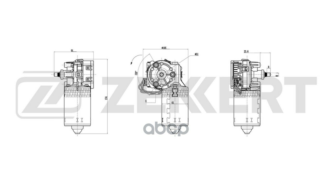 Мотор стеклоочистителя перед. Peugeot Boxer (244 ZCT_) 01- Citroen Jumper (244) 02- Zekkert арт. ws-1007