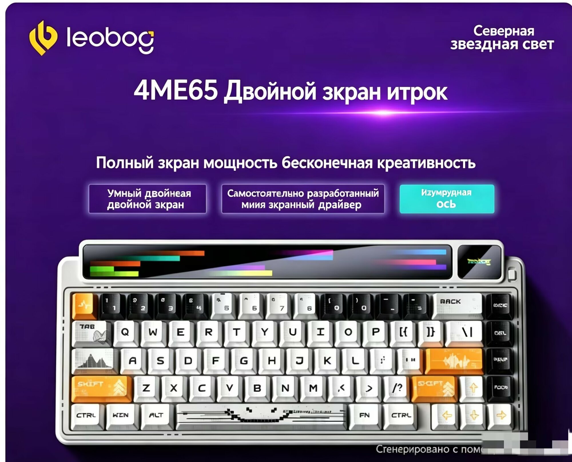 Клавиатура механическая беспроводная игровая LEOBOG с экраном / Подключение: 2.4G, BLUETOOTH, TYPE-C / Русская раскладка
