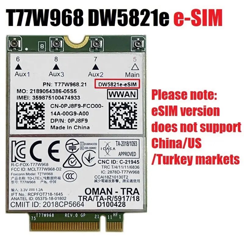 Модуль E-SIM 4G LTE DW5821e для Dell — фото 1