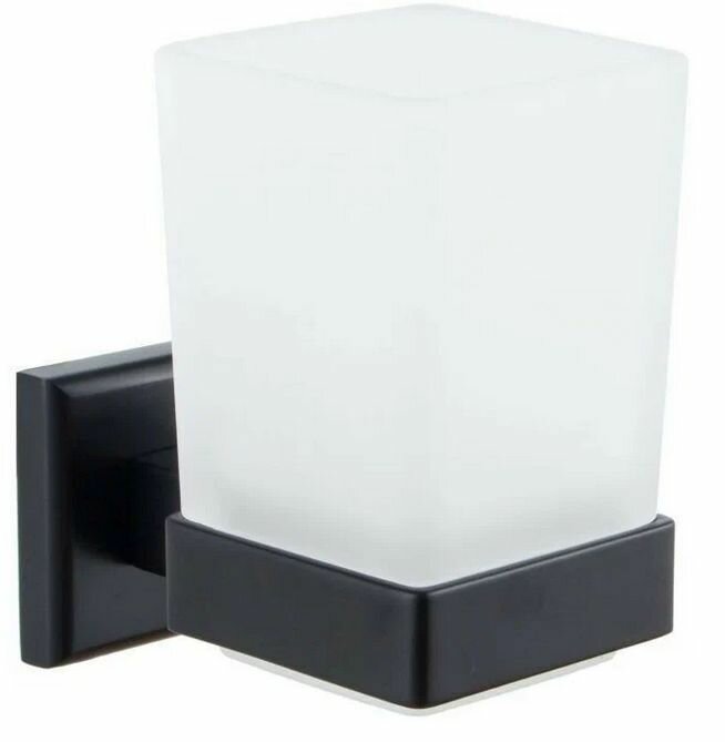Стакан стекло к стене одинарный Classic Quadro Black DB026