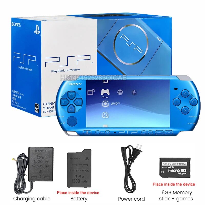 Sony PSP3000 портативная игровая консоль Синий, Blue