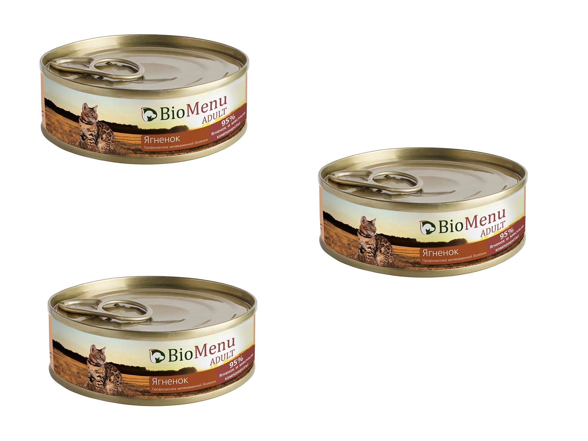 Консервы для кошек Био Меню Adult паштет с Ягненком 100г 3шт
