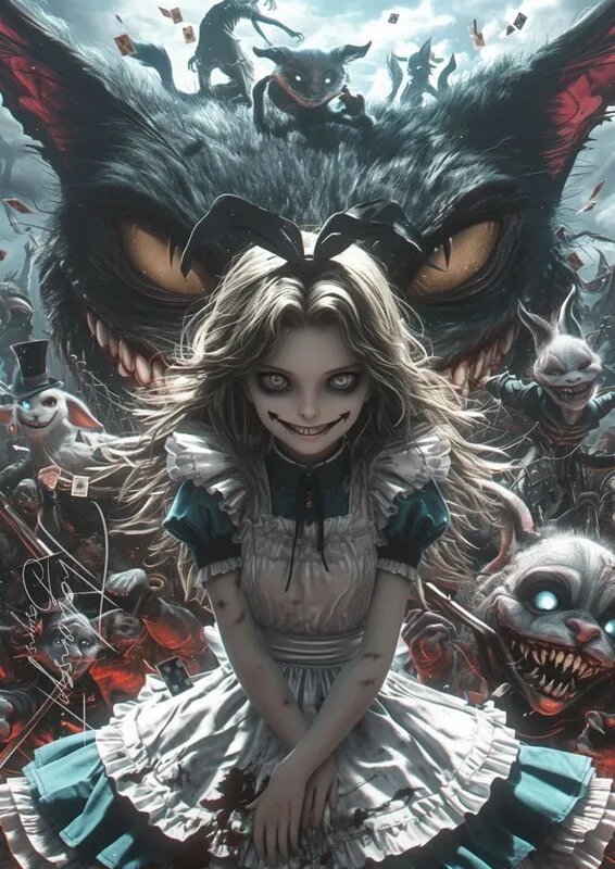 Деревянные пазлы 1000 элементов, подарочная упаковка,50x75cm, Alice in Wonderland/Алиса в стране чудес, подарочный набор для взрослых, продвинутый уровень сборки 5-10.