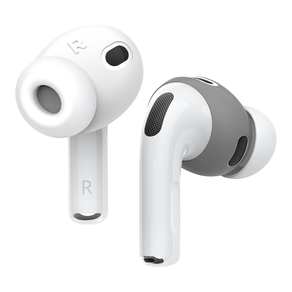 Elago силиконовые накладки на наушники Airpods Pro 3, Ear tips Cover, Dark grey/White (2 пары)