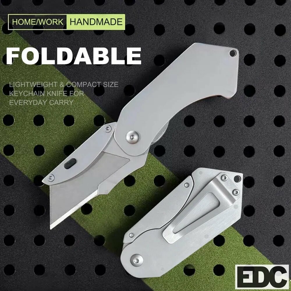 Нож канцелярский складной, unboxing knife, EDC, нержавеющей стали, трапециевидных лезвий/5 лезвий