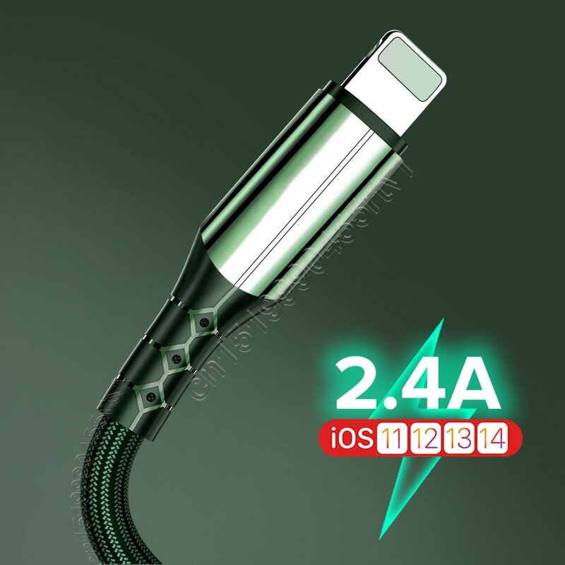 Для iPhone USB-кабель для зарядки iPhone 13 12 11 Pro Max XS XR X 5 5S 6 6S 7 8 Plus 2.4A USB-кабель для быстрой зарядки