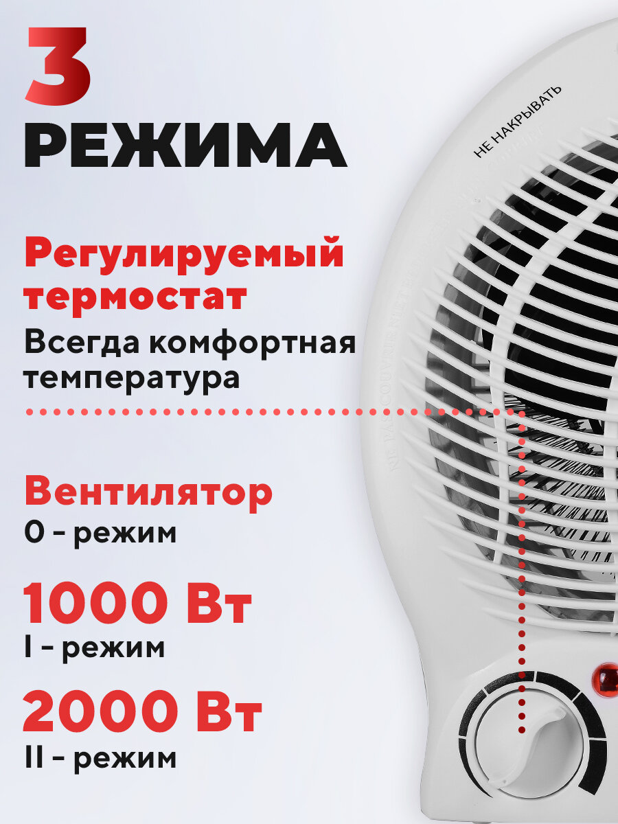 Тепловентилятор ТВС-2 Ресанта с термостатом и режим вентилятора — фото 1