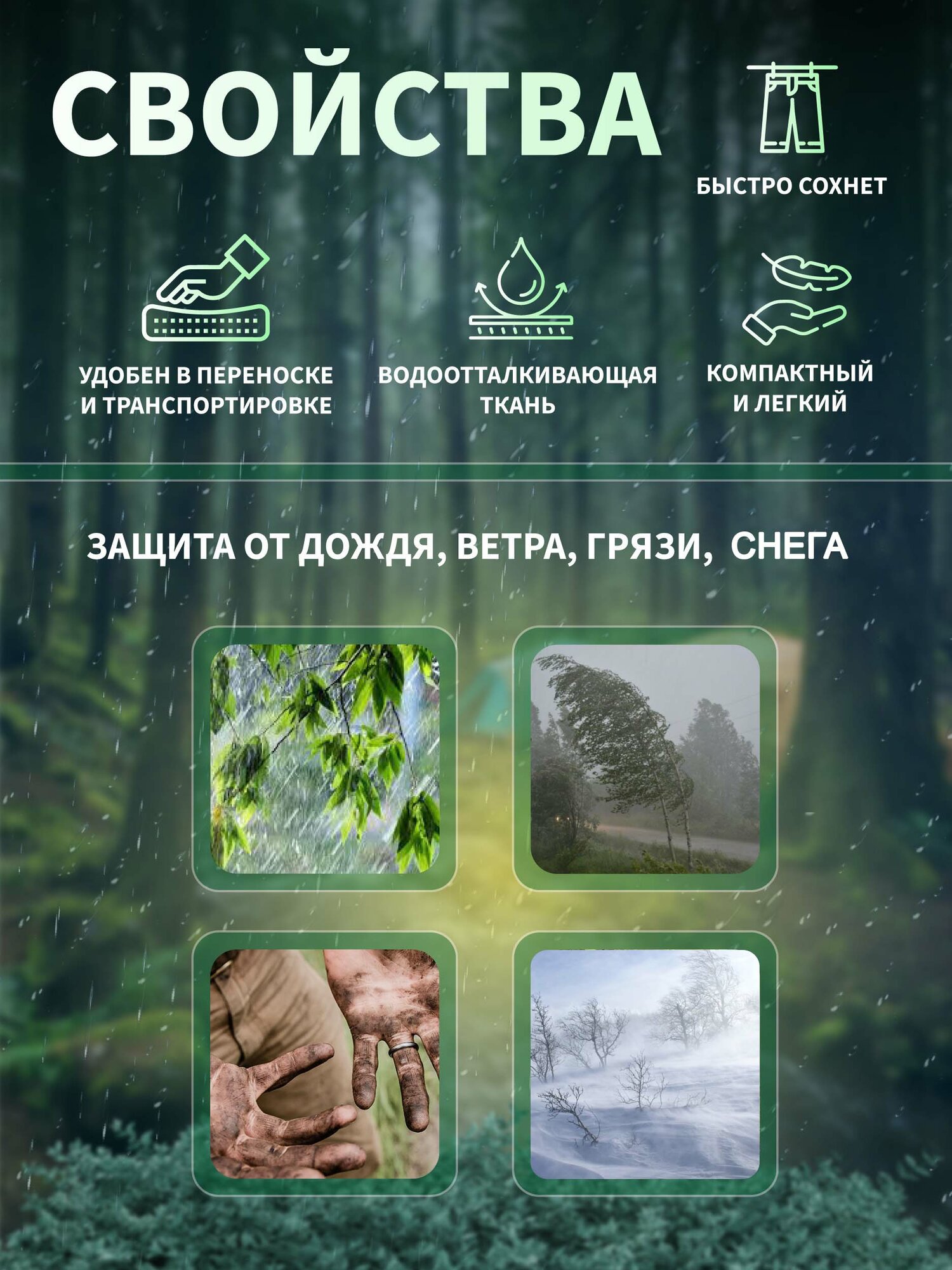Плащ-дождевик Youton Весна-лето 2026, размер 48-54, камуфляж — фото 1