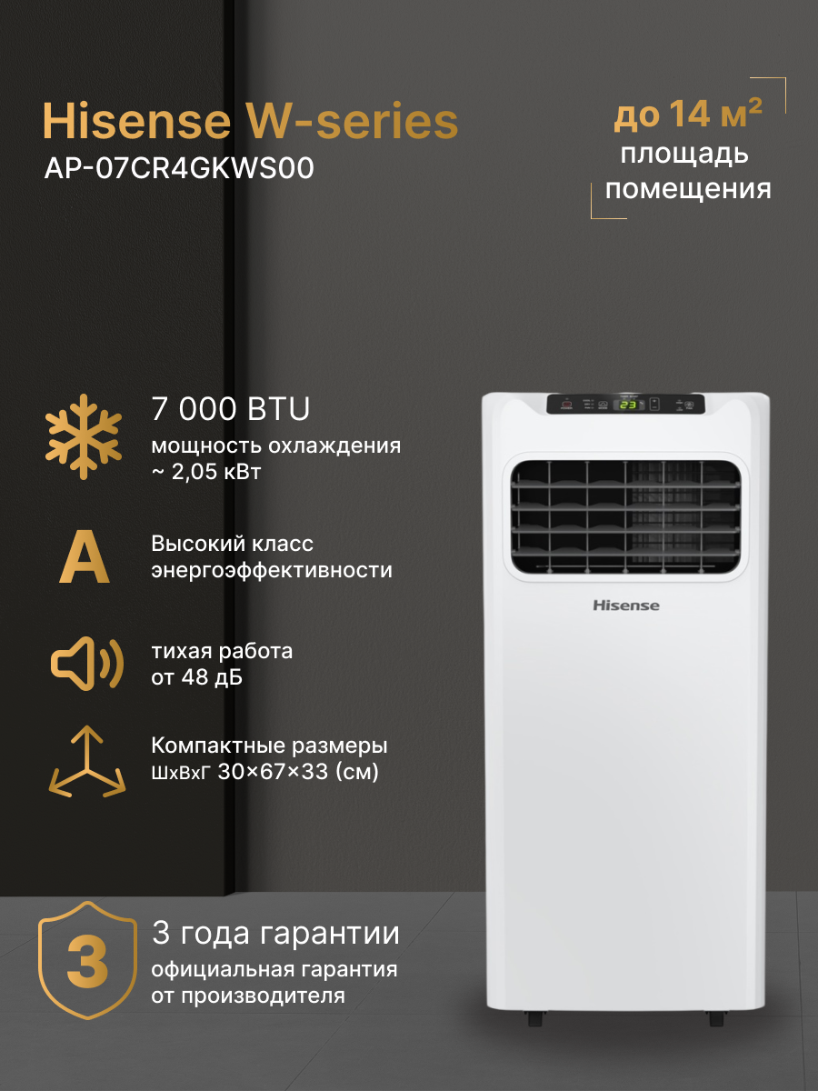 Напольный кондиционер Hisense W-series AP-07CR4GKWS00 на 10 м²