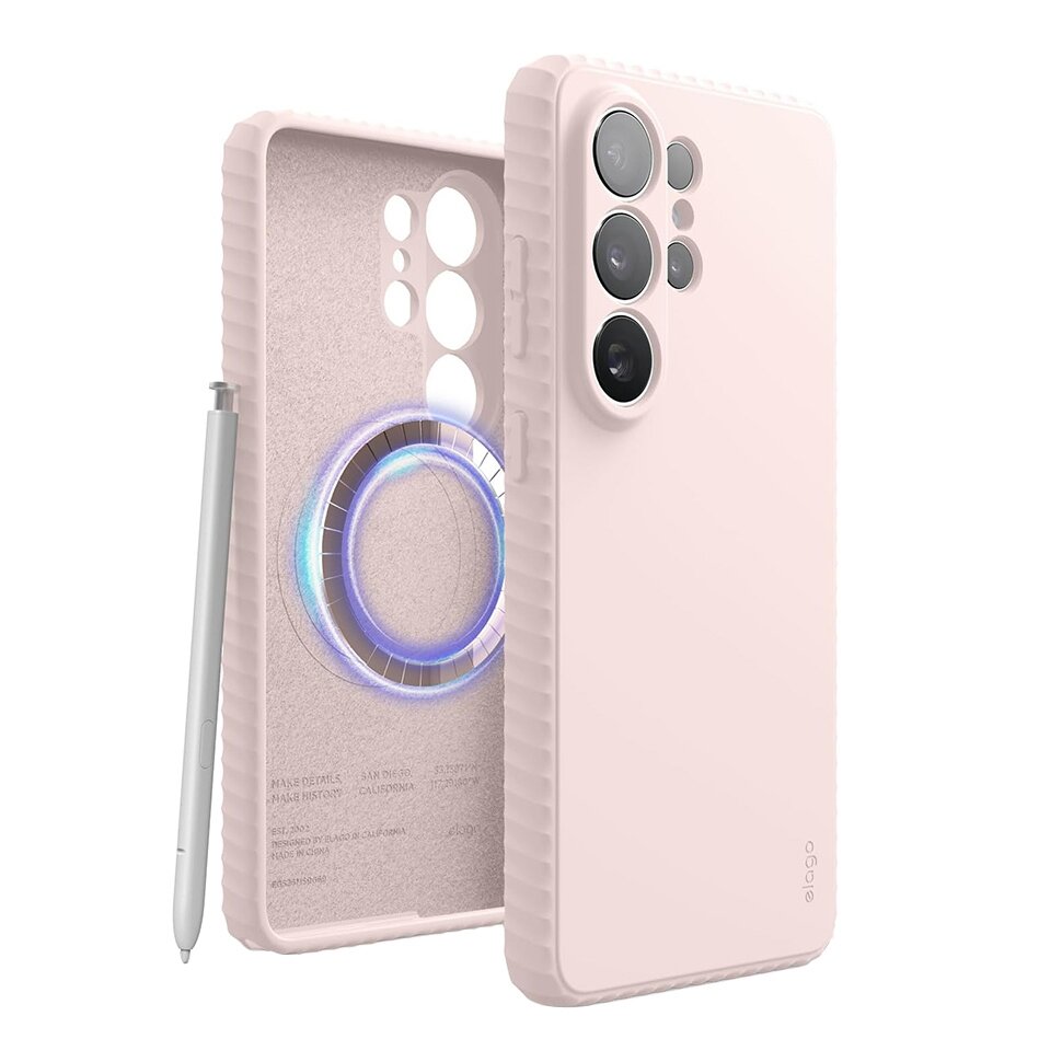 Elago силиконовый чехол с MagSafe для Galaxy S26 Ultra, Magnetic Ridge Silicone Lovely Pink