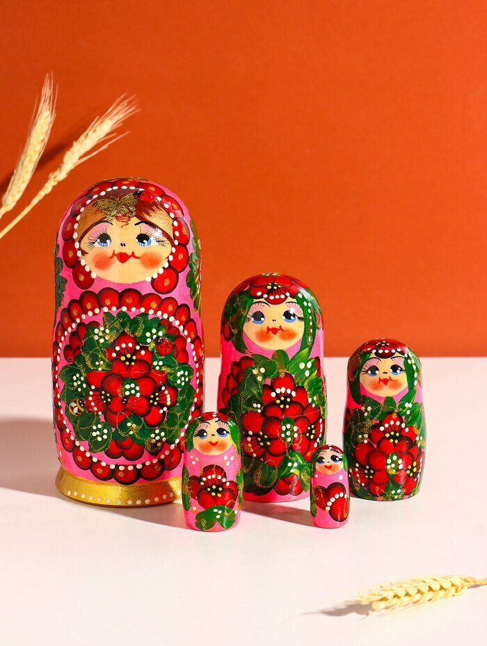 Матрёшка дерево «Ульяна», 5-ти кукольная, 18 см, ручная работа, микс