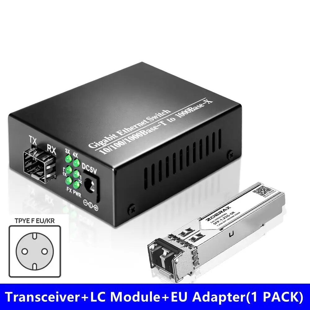 Медиаконвертер ZoeRax ZX-GS14-SFP 1 PACK EU Kit