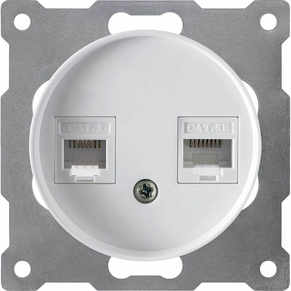 Двойная розетка телефон/компьютер OneKeyElectro RJ11/RJ45 кат.5e, цвет белый 1E20801300 2172771
