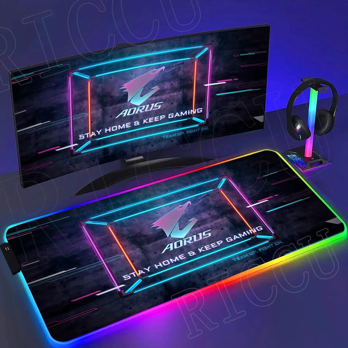 RGB коврик для мыши GIGABYTE AORUS RGB500x1000x4MM, RGB-16