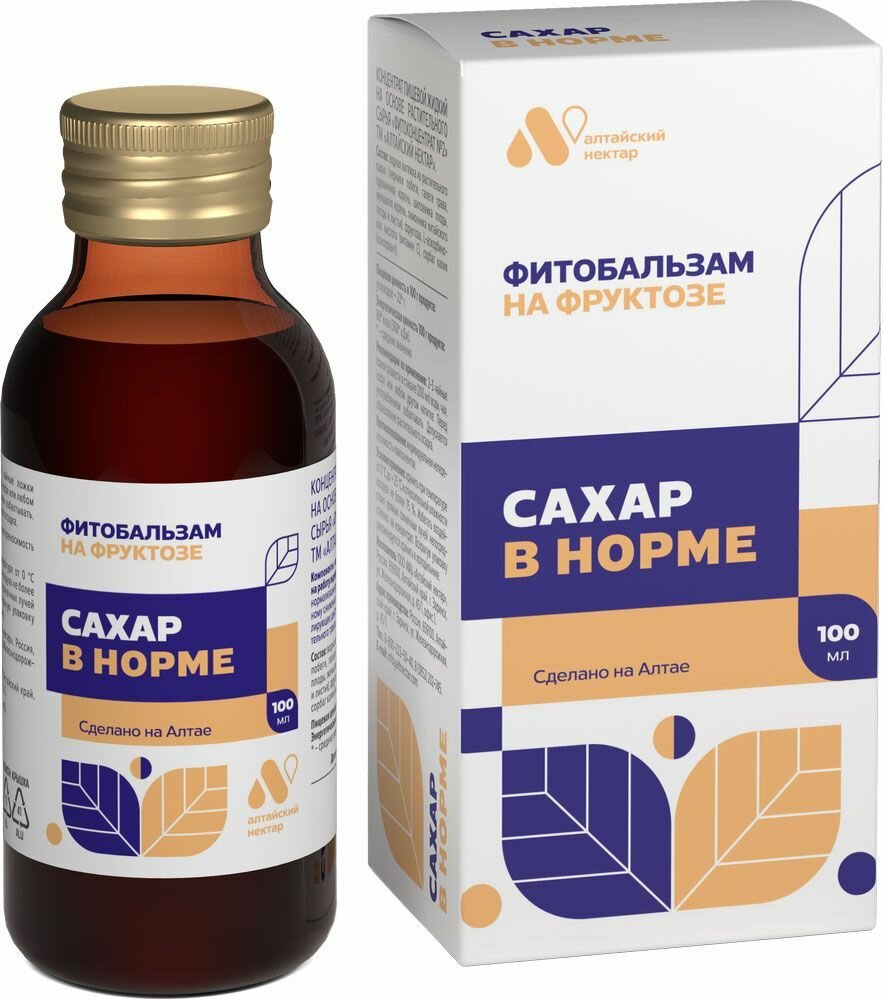 БАД Алтайский Нектар Фитобальзам Сахар в норме на фруктозе, 100 мл 1506