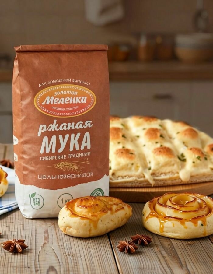 Мука ржаная "Золотая Меленка" ГОСТ 7045-2017 цельнозерновая1кг.