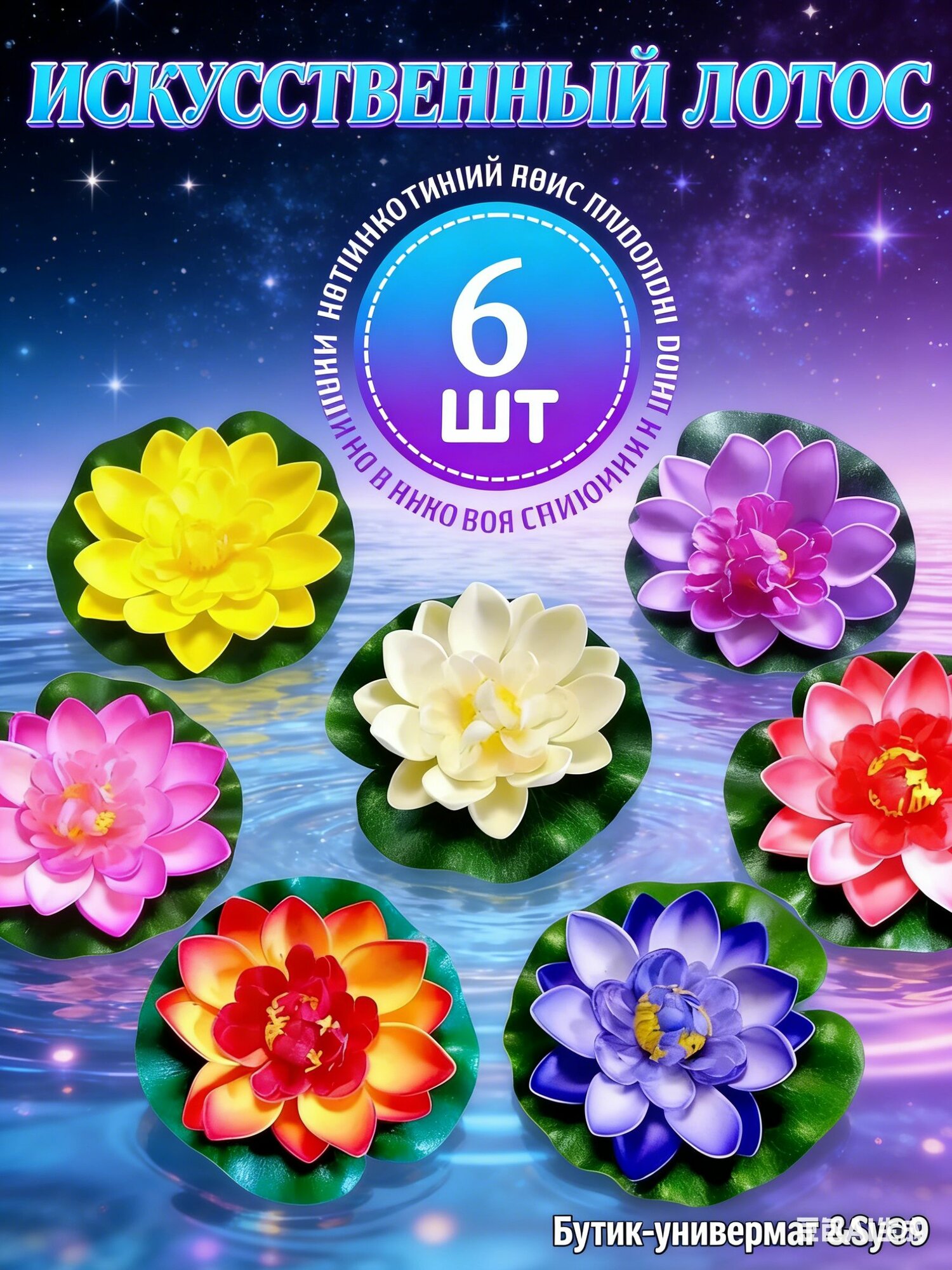 Статуэтки莲花, набор из 6 шт, длина 6 см, разноцветные, декоративные для дома и сада