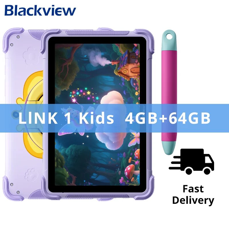 Детский планшет Blackview LINK 1, 8,68 дюйма, HD, 5000 мАч, 4 ГБ ОЗУ, 64 ГБ ПЗУ, Android 16, фиолетовый/синий