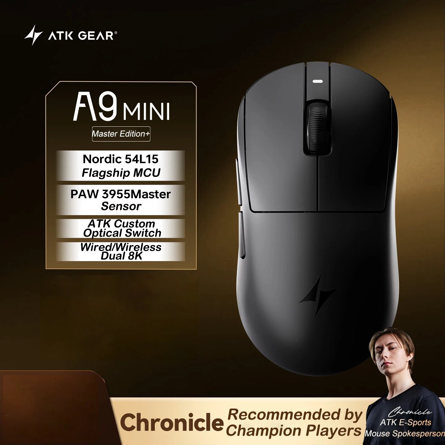 ATK A9 Mini Plus Black — беспроводная игровая мышь
