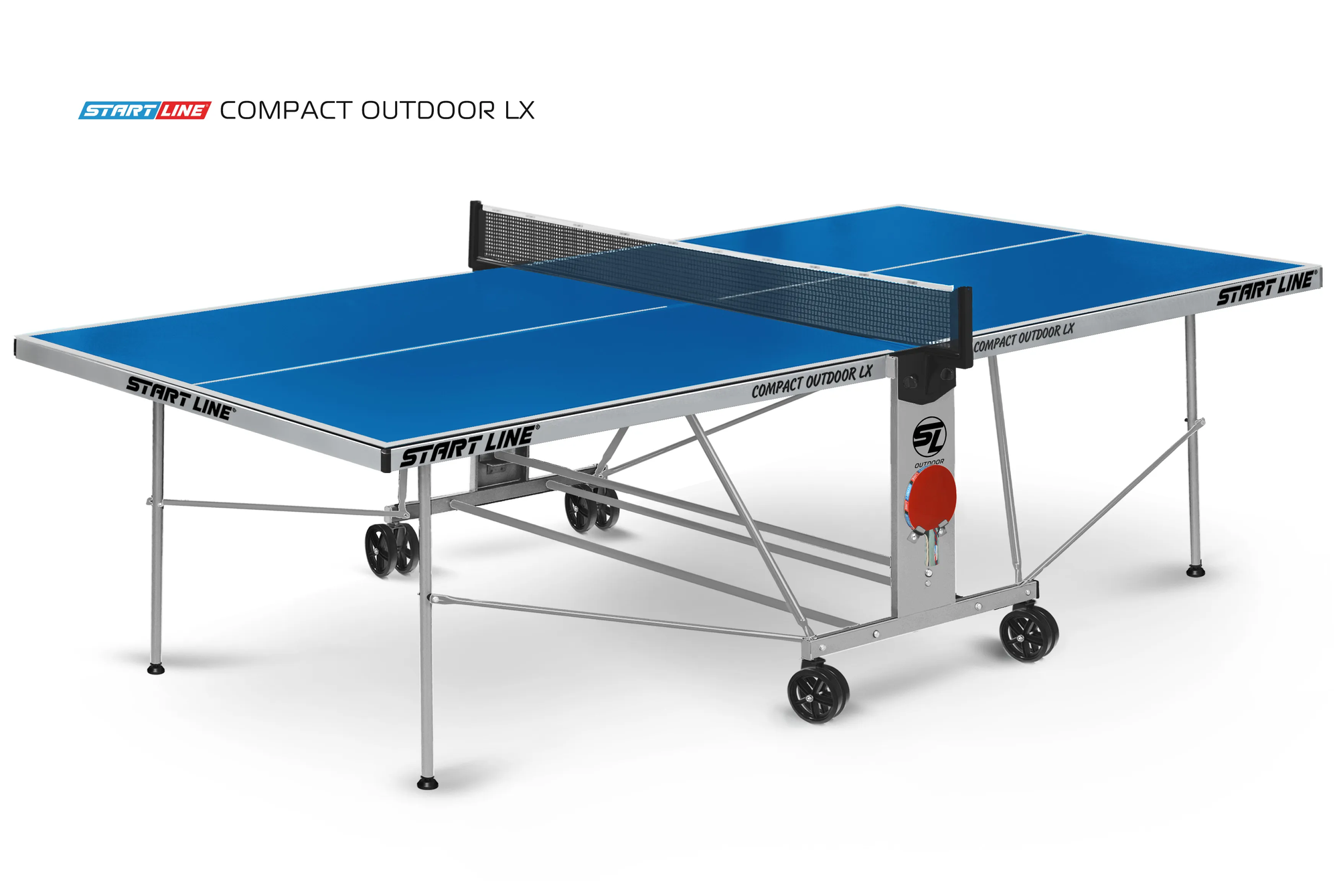Стол теннисный Start Line Compact-2 LX NEW, Всепогодный, Синий, С сеткой