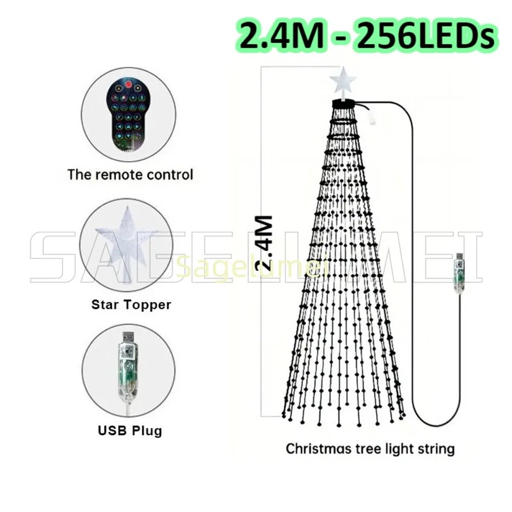 СAGE LU MEI смарт гирлянда LED 256/400 для ёлки