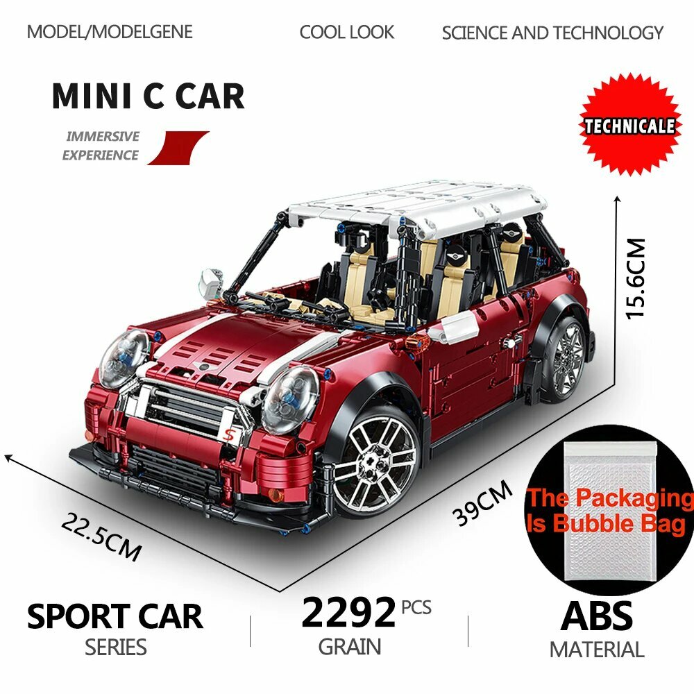 MINI Cooper 1:10 Строительные блоки Красный, Red Car