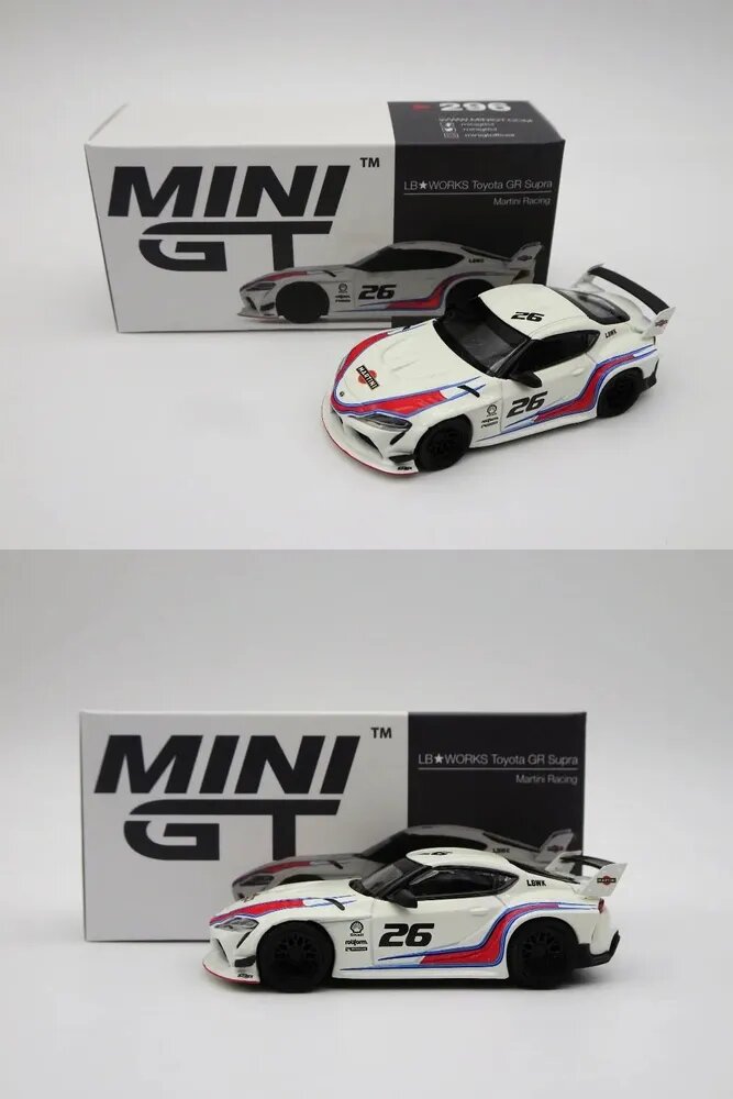 MINI GT 1:64 #296 LB WORKS Toyota GR Supra Martini Racing Коллекционная машинка