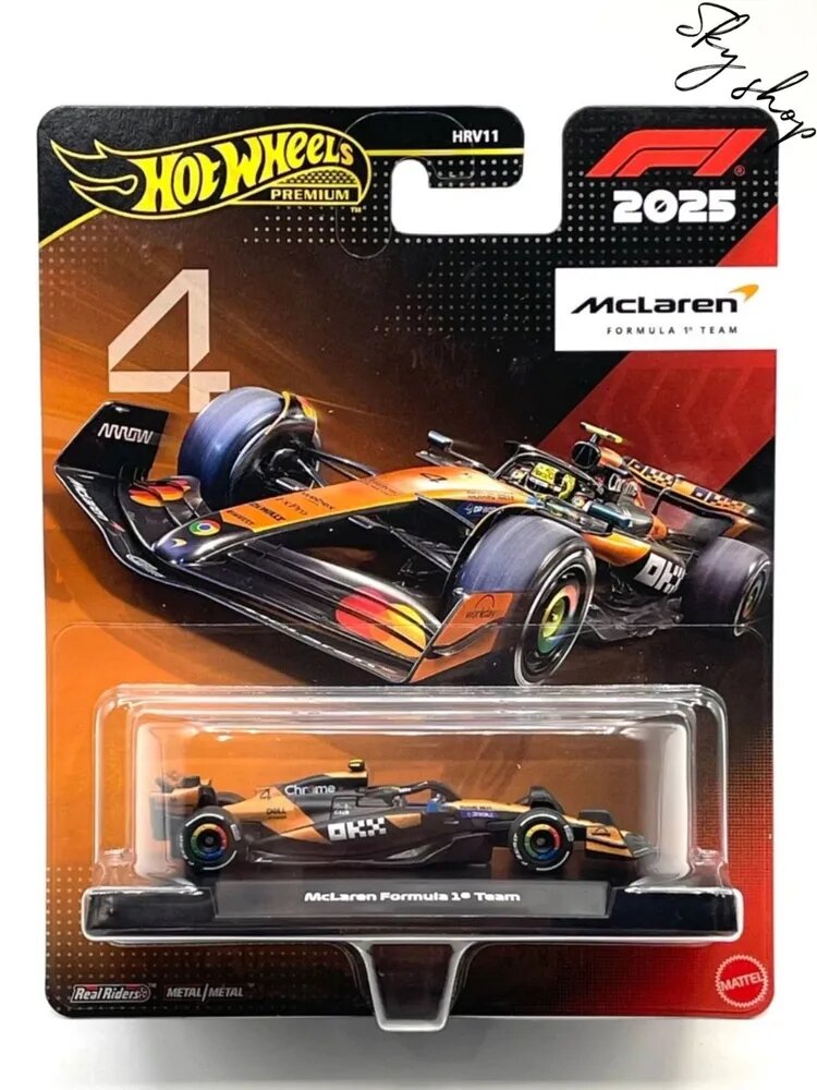 Hot Wheels Premium 1/64 машинка формула 1 McLaren Formula 1 Team MCL38 Car #4, модельки машин металлические
