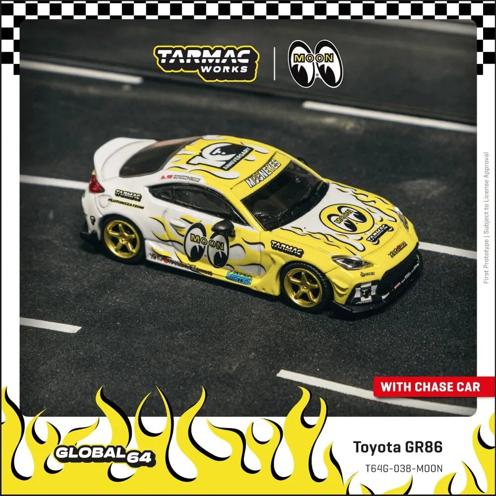 Машинка Tarmac works 1:64 Toyota GR86 MOONEYES модельки машин металлические