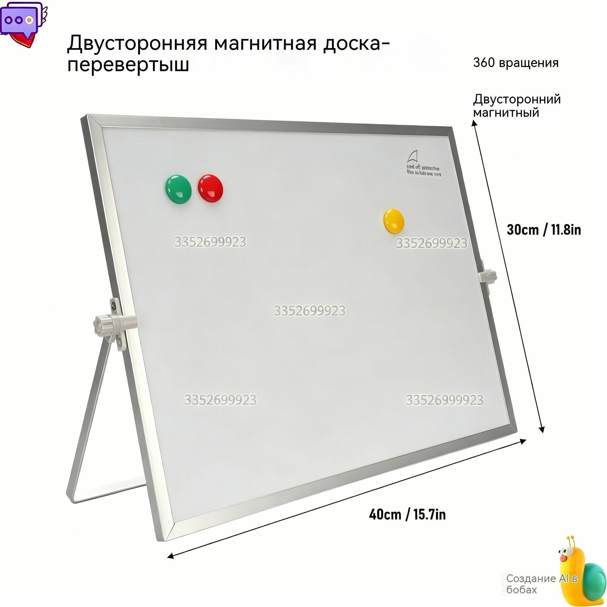 Магнитная двусторонняя доска 30х40 см, маркерная доска для дома и офиса