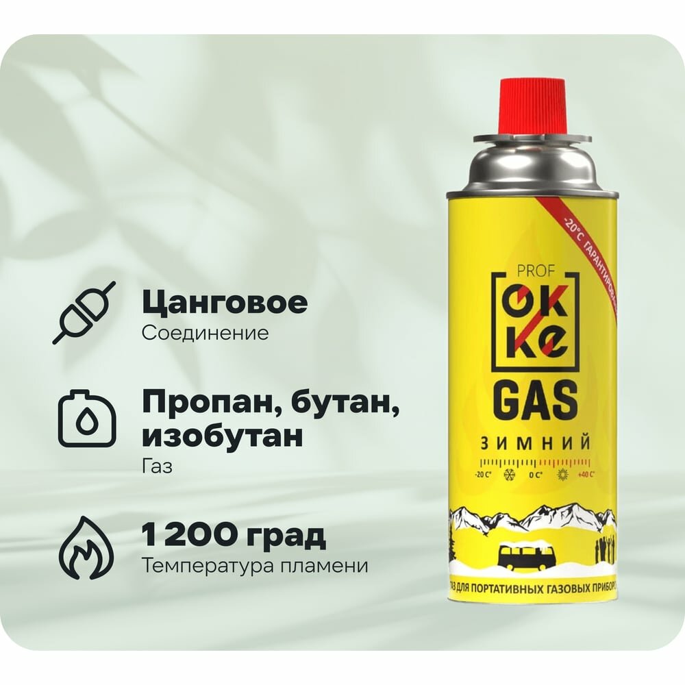 Газ углеводородный сжиженный в баллонах для портативных бытовых газовых приборов OKKE Зимний ПГП-520-028