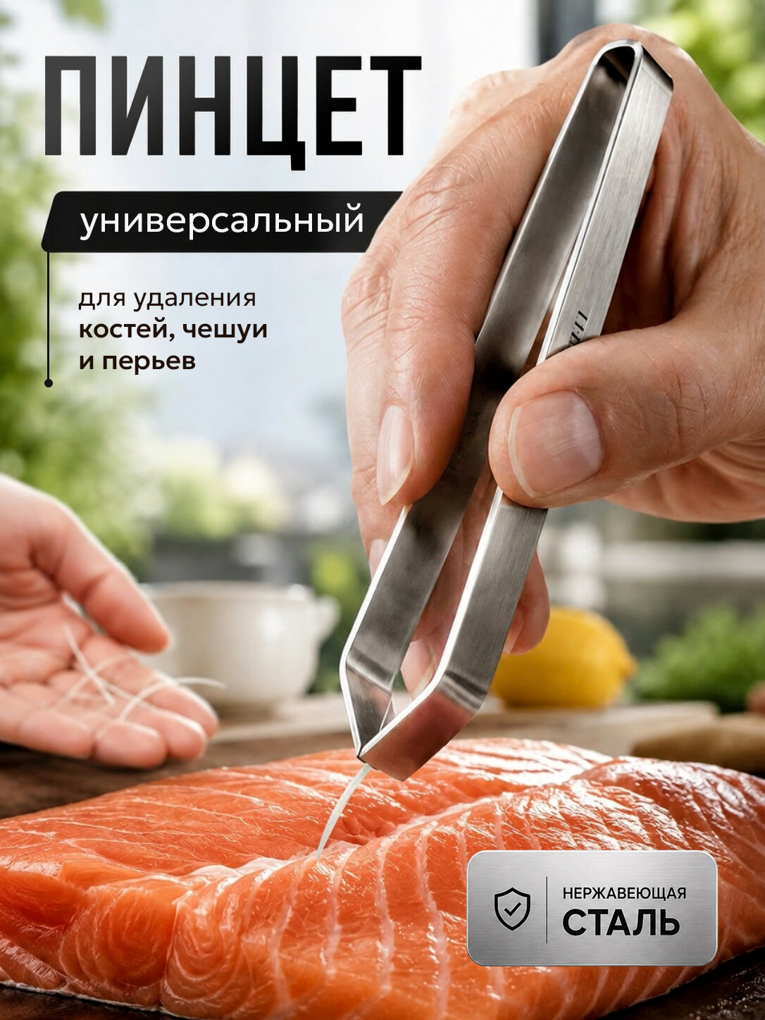 Кухонный пинцет для рыбы и перьев, щипцы для рыбных костей, кулинарный пинцет