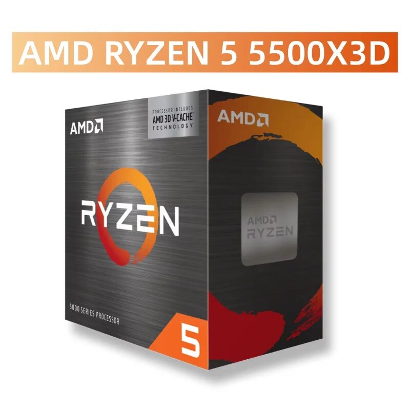 Процессор AMD Ryzen 5 5500X3D для X570 B550 6 ядер 12 потоков 3 ГГц до 4 ГГц 105W AM4 CPU DDR4 серия процессоров Ryzen 5000 в упаковке