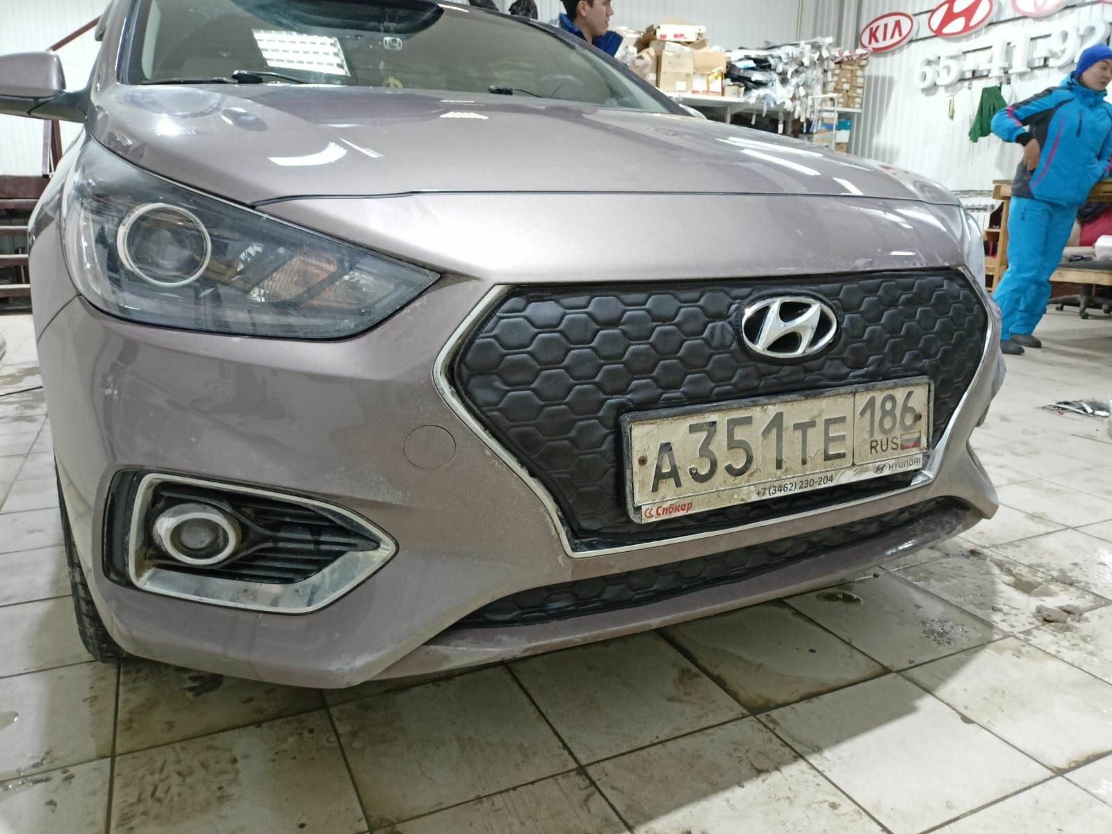 Утеплитель радиатора Экономия топлива Hyundai Solaris Хендай Солярис (2017 -2020) II Комплект Дизайн Соты