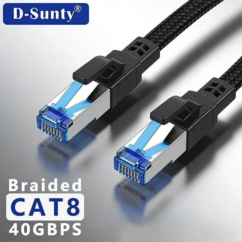 Cat8 Ethernet кабель 8m черный — фото 1