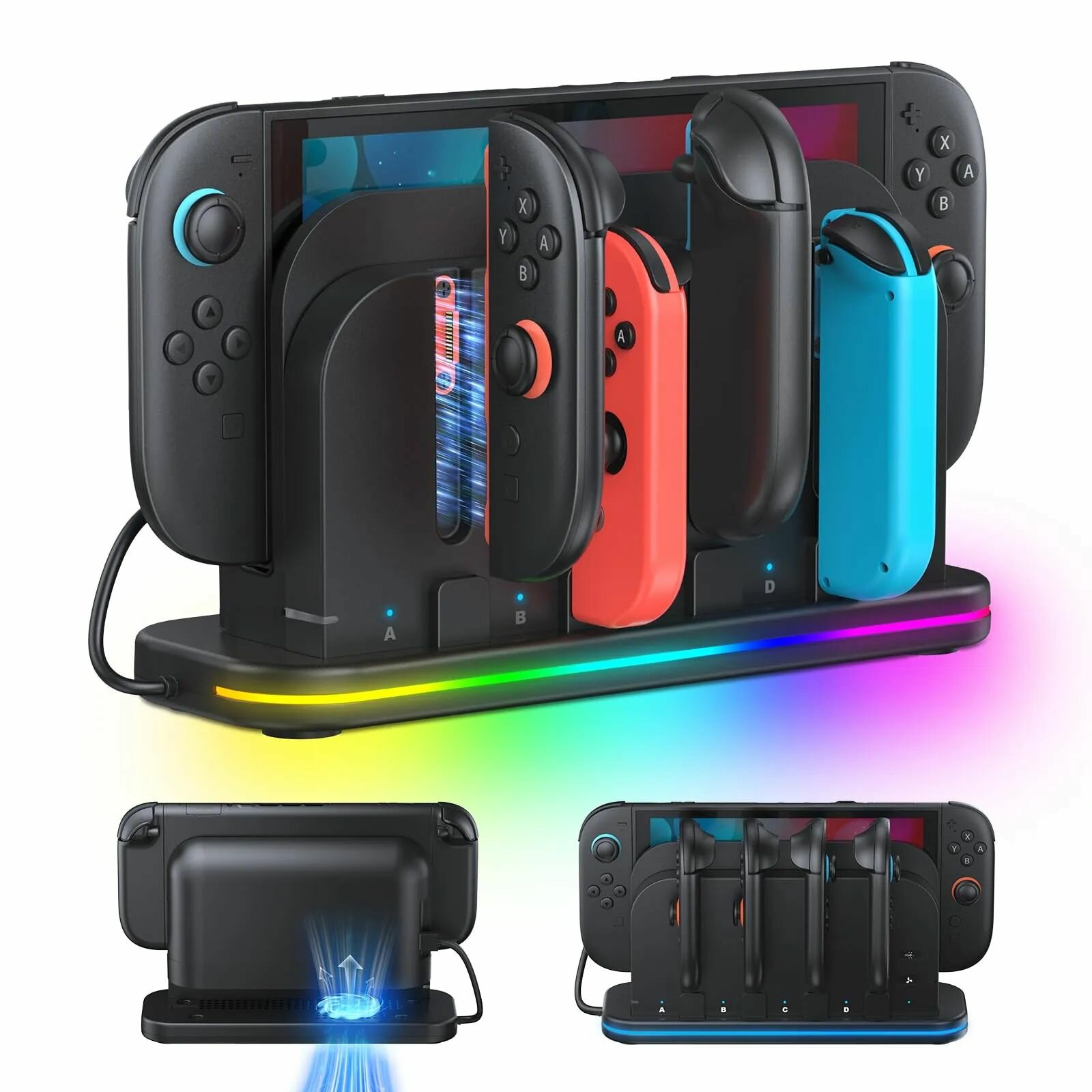 Подставка для консоли и зарядная станция для контроллеров Joy-Con Nintendo Switch 2 с RGB подсветкой