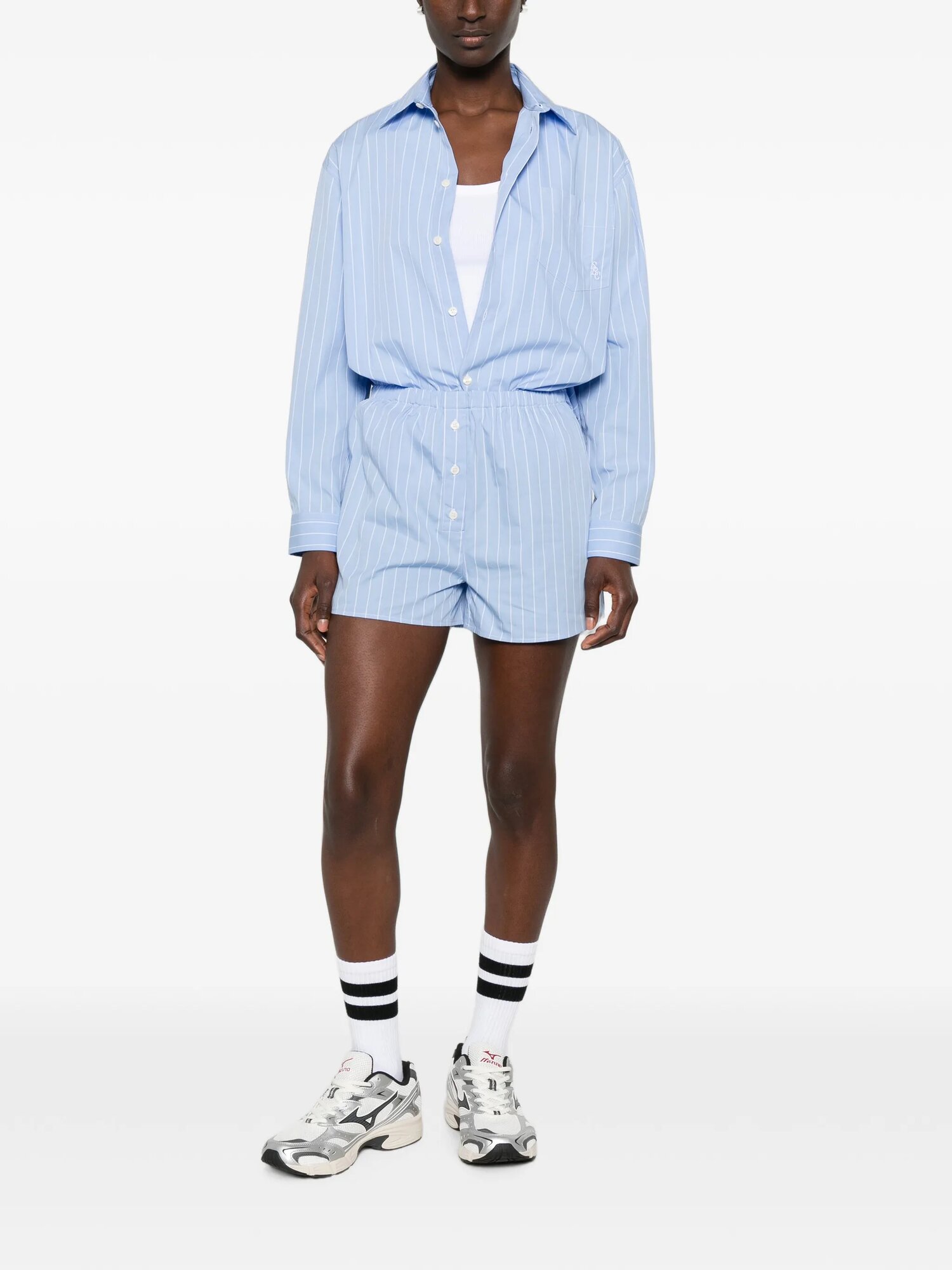 Шорты Sporty & Rich Vertical-stripe shorts, размер 42, blue — фото 1