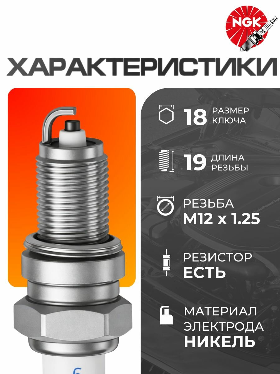 Свеча зажигания NGK DPR7EA-9, 1 шт. для мотоциклов, скутеров, квадроциклов (KAWASAKI YAMAHA HONDA SUZUKI KYMCO)