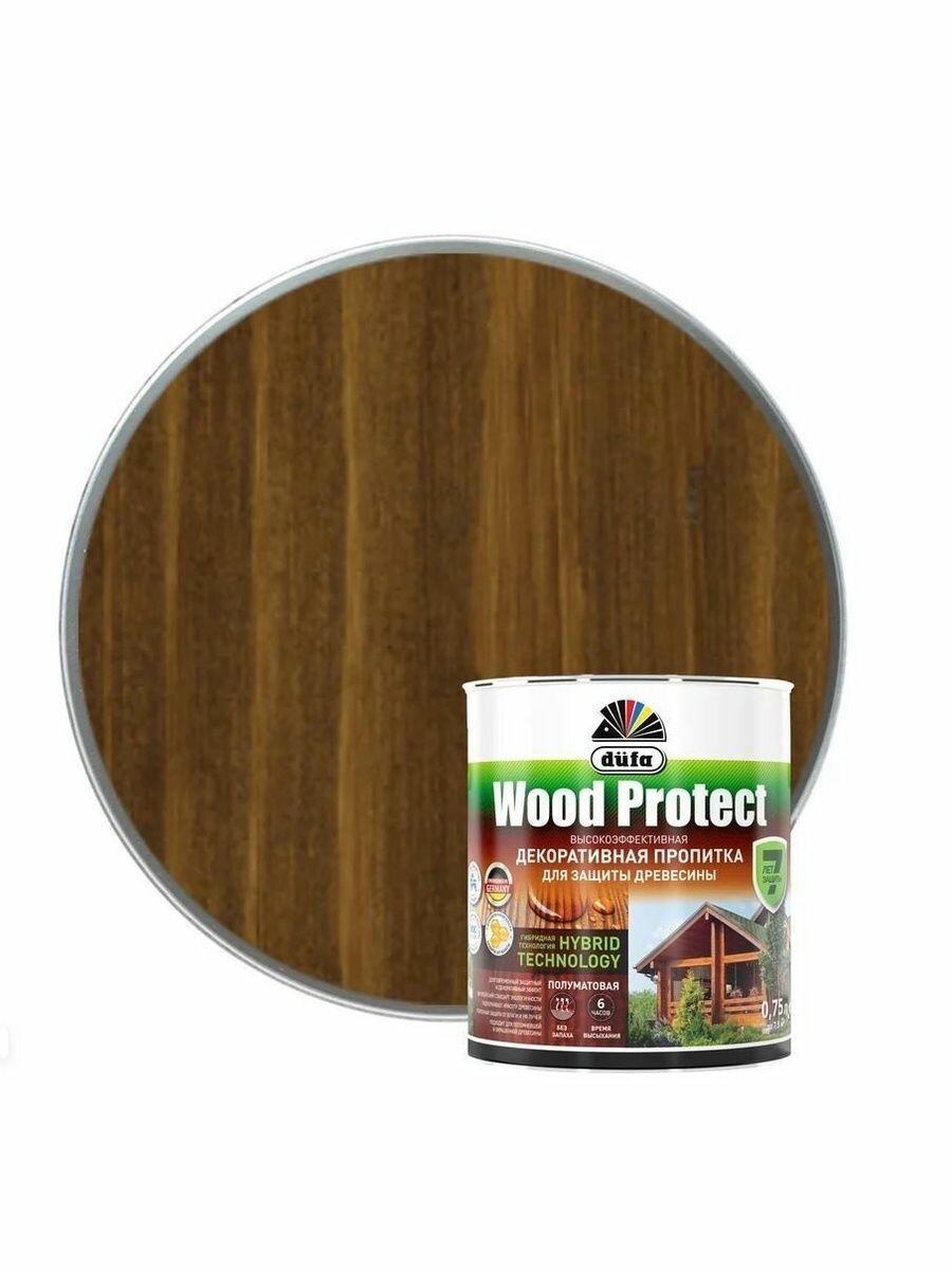 Пропитка декоративная для защиты древесины Dufa Wood Protect орех 0,75 л