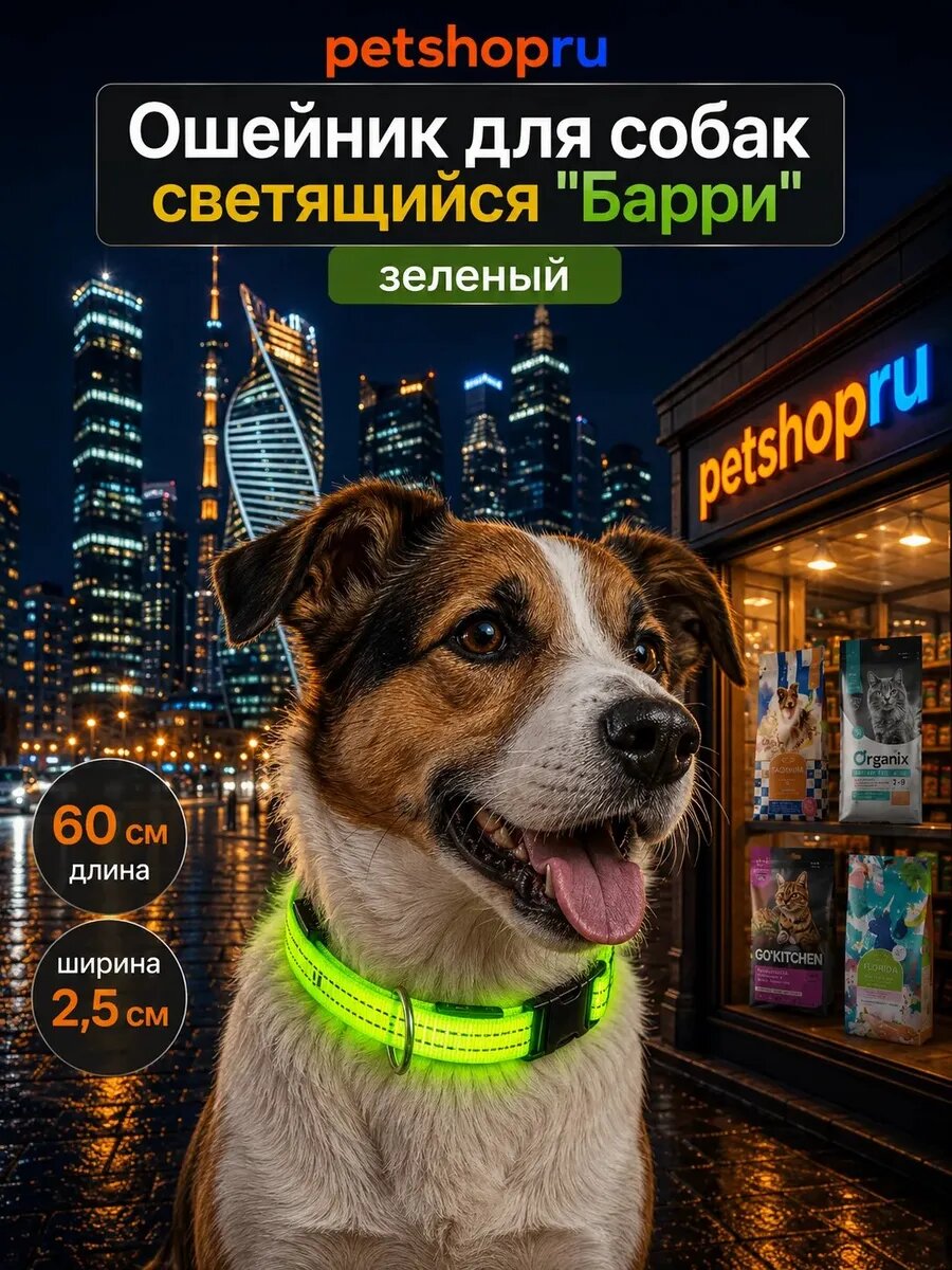 Tappi Светящийся ошейник "Барри", L