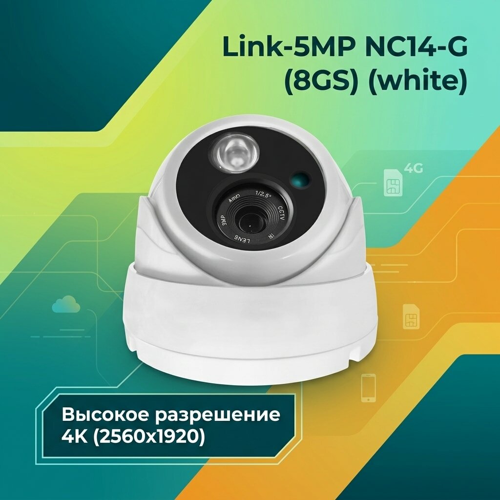 Купольная 5MP 4G IP видеокамера Link-5MP NC14G (8GS) (white)