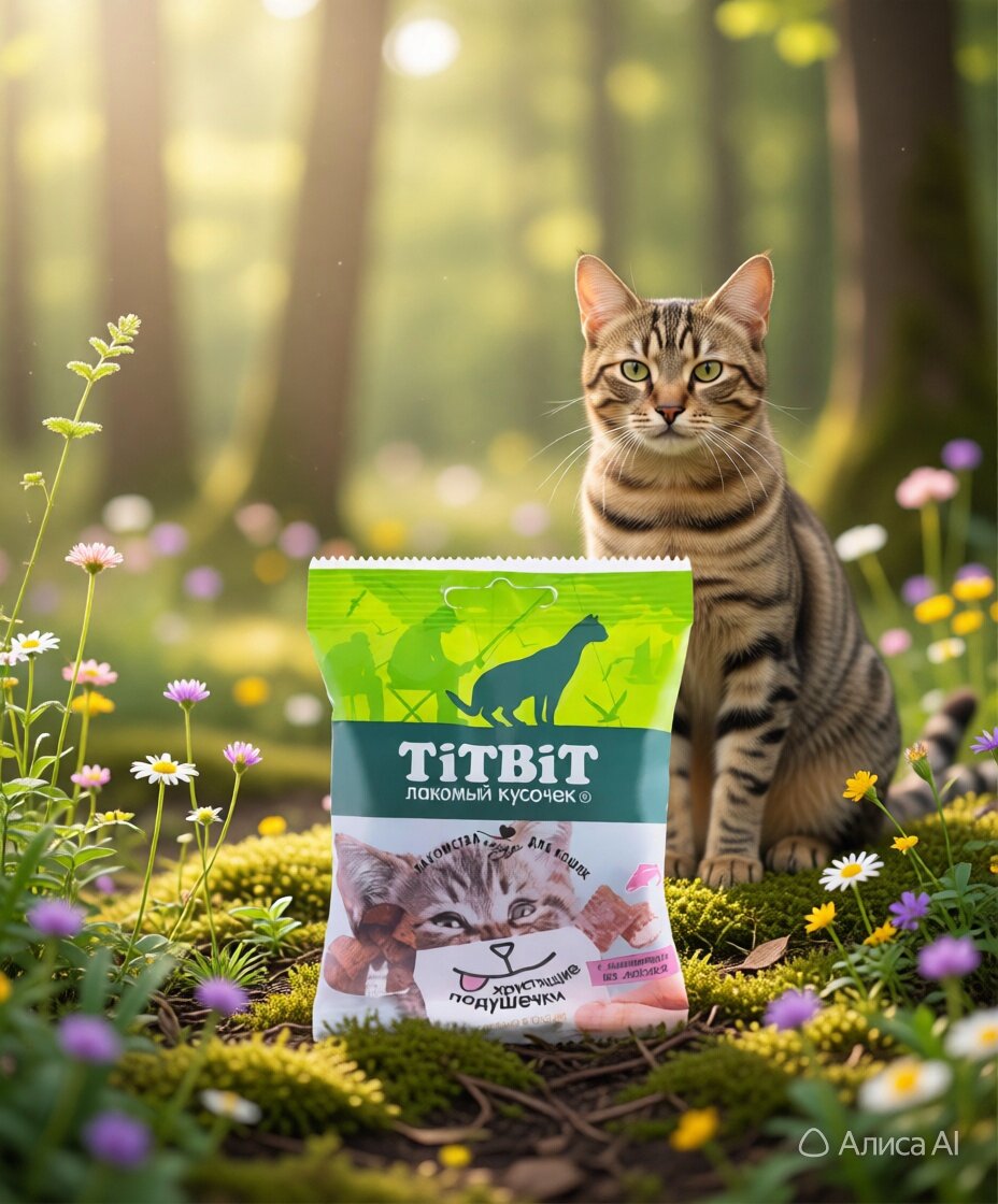 Лакомства для кошек TiTBiT Хрустящие подушечки с паштетом из лосося (30 г)