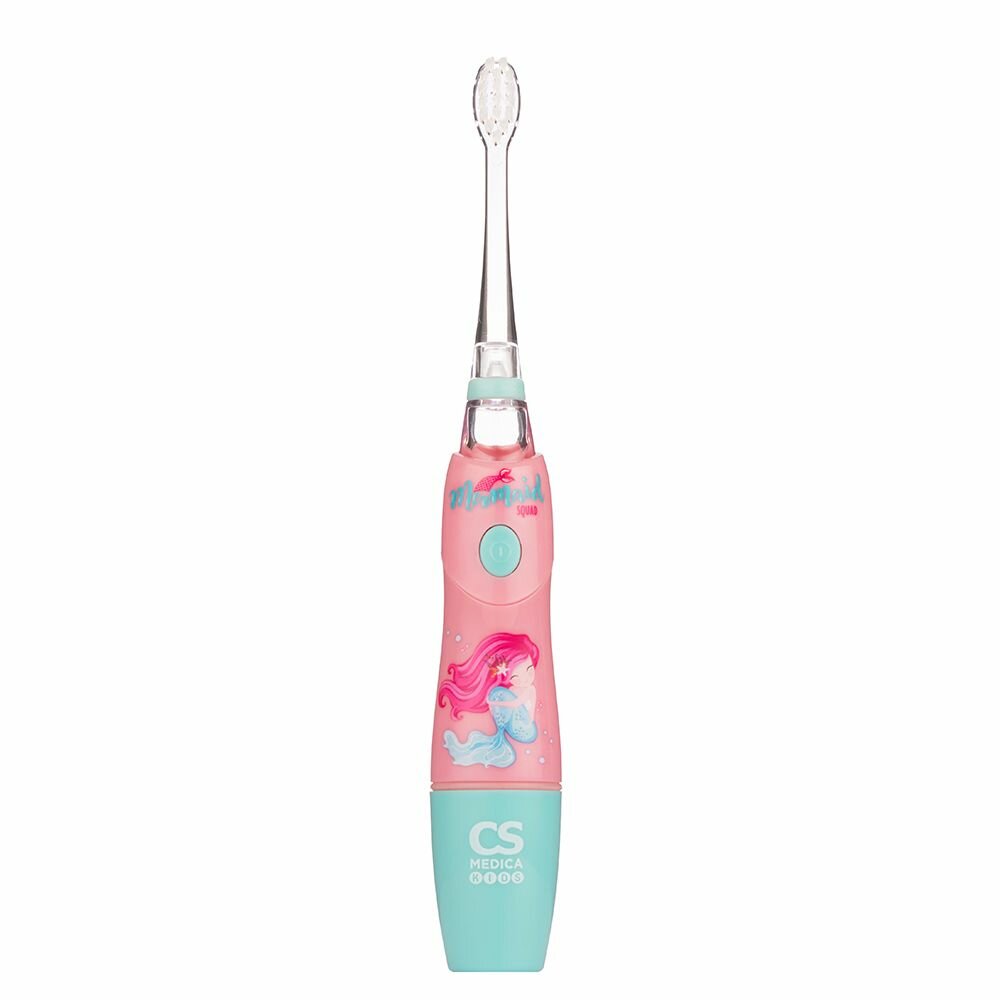 Электрическая звуковая зубная щетка CS Medica KIDS CS-9760-F "Русалочка", детская от 3-х лет, розовая
