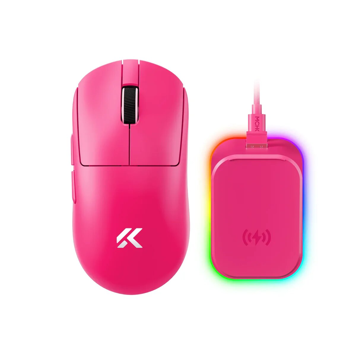 Мышь компьютерная игровая MCHOSE A7 V2 Pro+, цвет товара Berry Red — фото 1