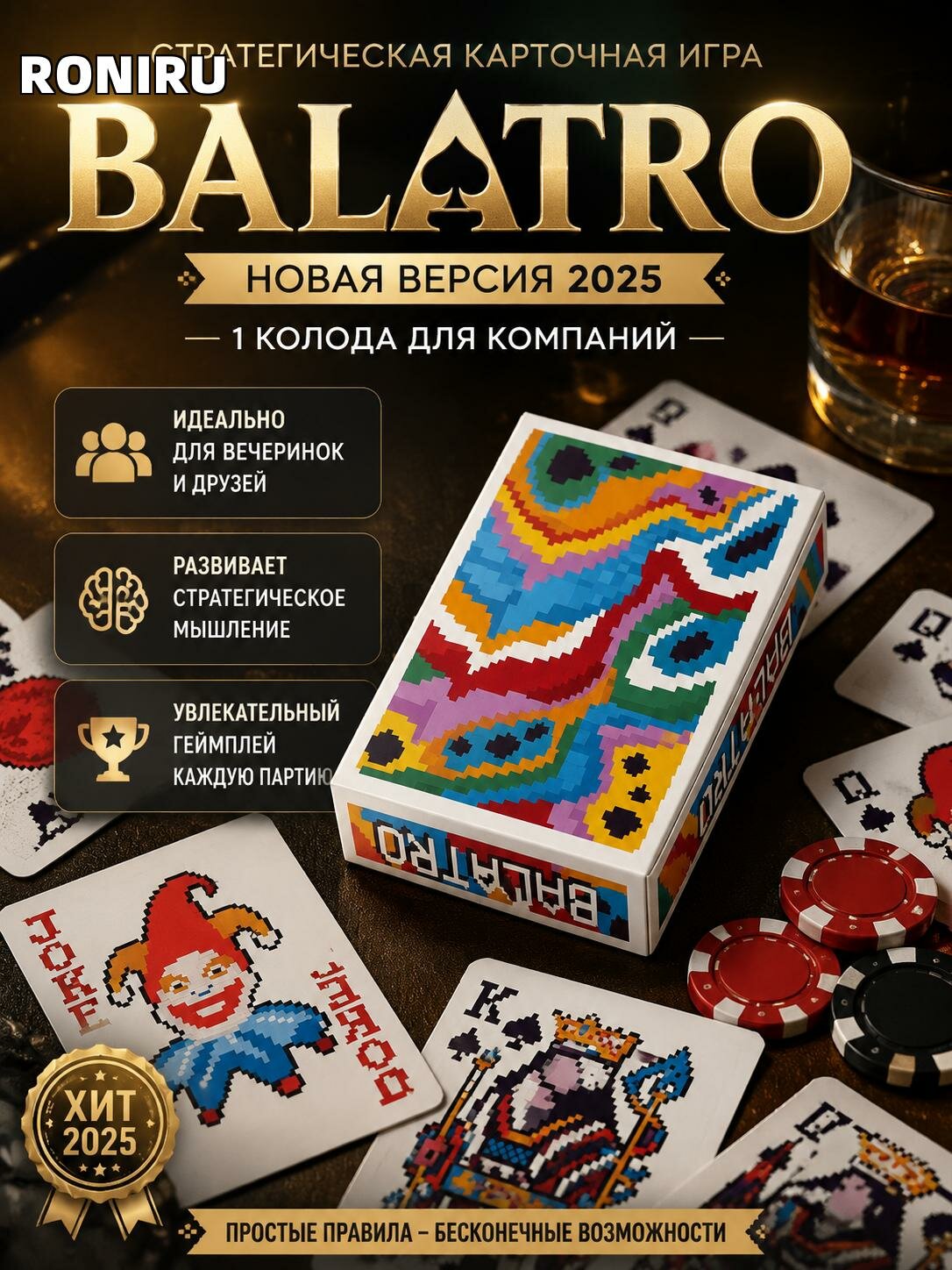 Balatro карточная игра стратегическая настольная игра для вечеринок и друзей новая версия 2025 1 колода для компаний