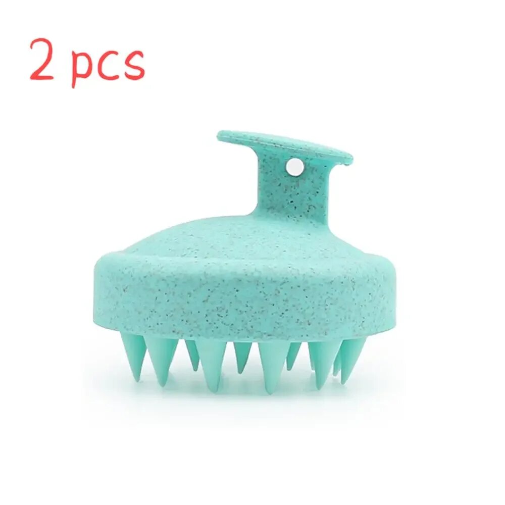 Силиконовая массажная щетка для волос green 2pcs-072