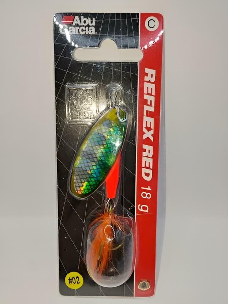 Вращающаяся блесна Abu Garcia Reflex Red с опушкой18г, 80мм, блесна-вертушка на окуня, голавля, жереха
