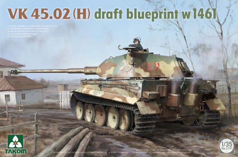 TAKOM 2191 1/35 VK45.02(H) проект образца W1461 Модель Танки сборки